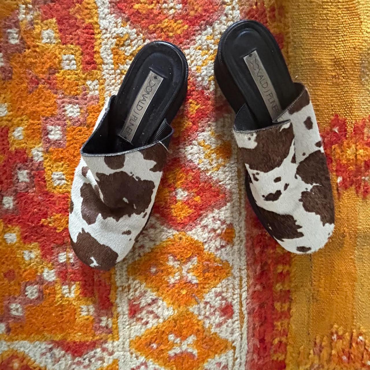 Early '2000s Donald J Pliner cow clogs! Black sole,... - Depop