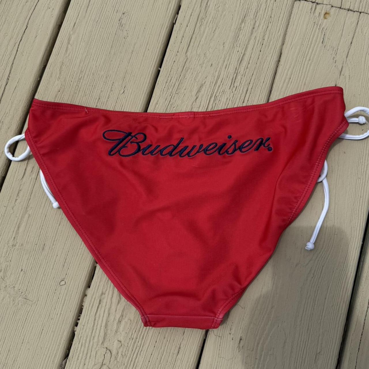 Red Budweiser beer bikini bottoms size xl unworn | Depop