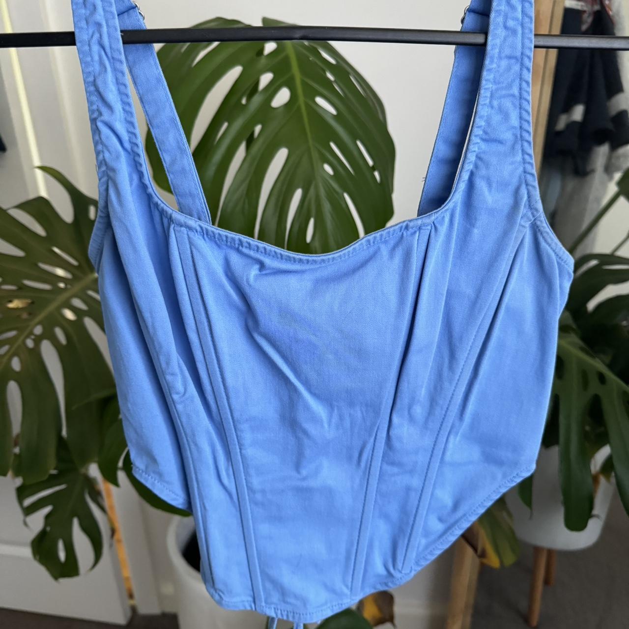 Glassons blue tie up corset top - Depop