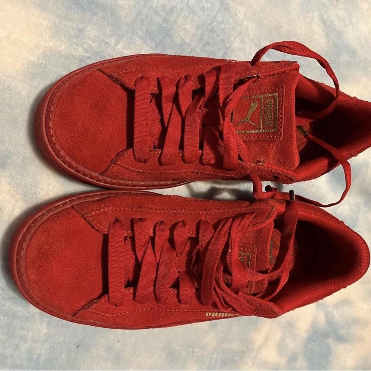 Red Suede platform #Pumas 🐆♥️ size 7, just worn a few... - Depop