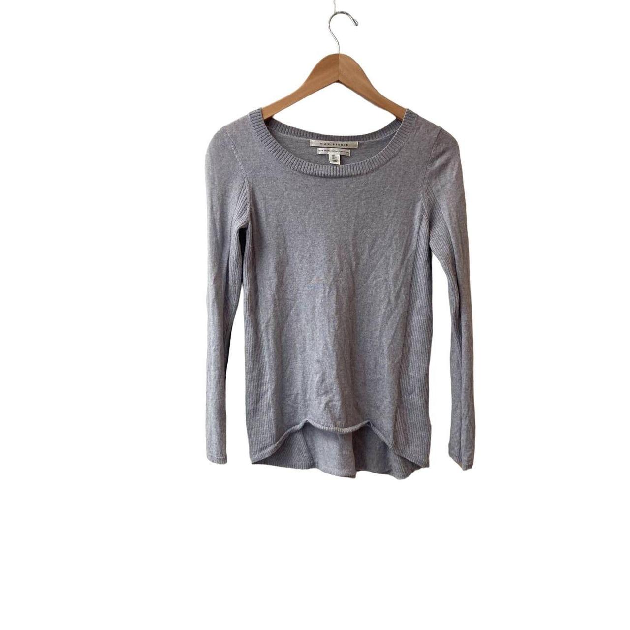 Max studio extra fine merino wool knit sweater gray... - Depop