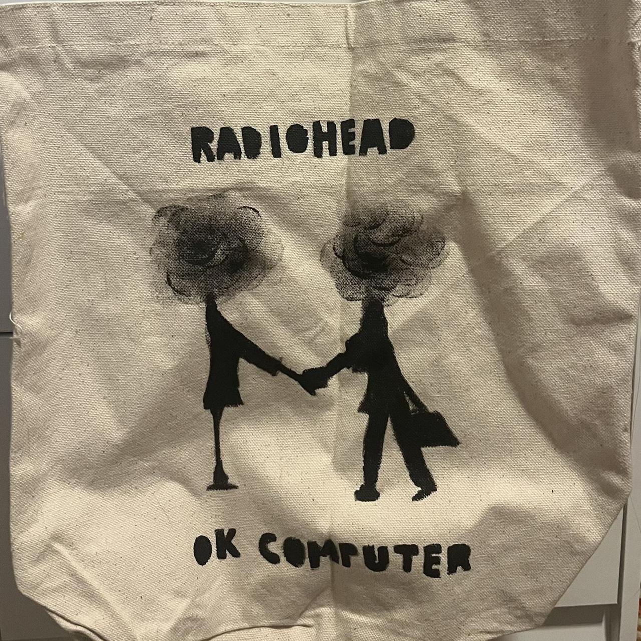 radiohead ok computer hand painted tote bag, my... - Depop