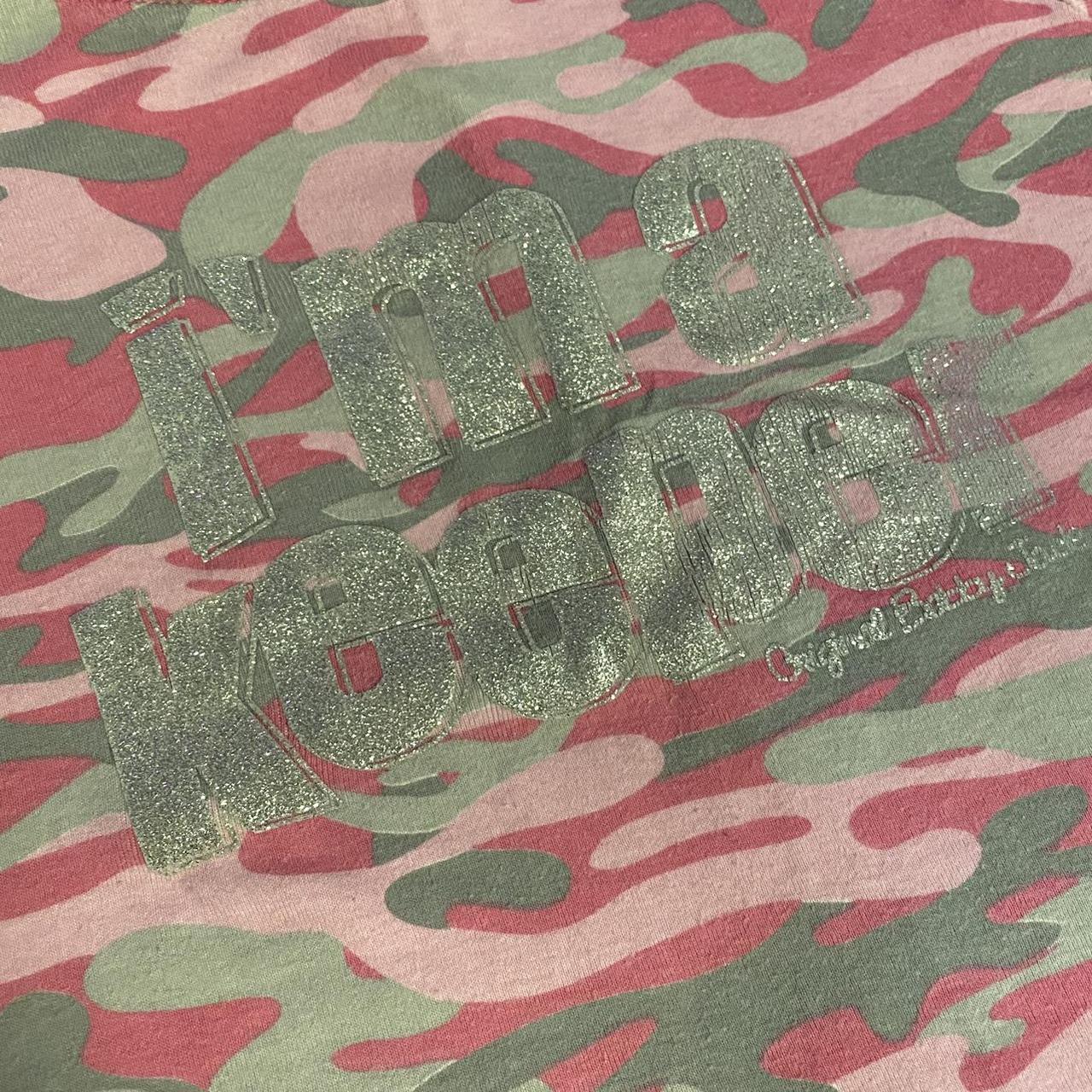 y2k bobby jack top pink camo baby tee crop top fits... - Depop