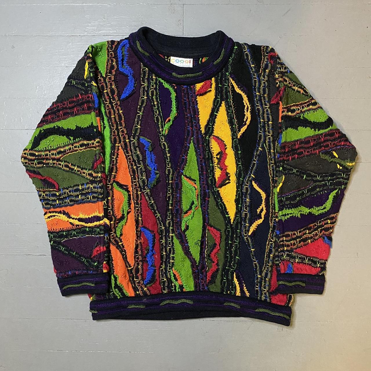 vintage coogi sweater multicolor knit fits womens... - Depop