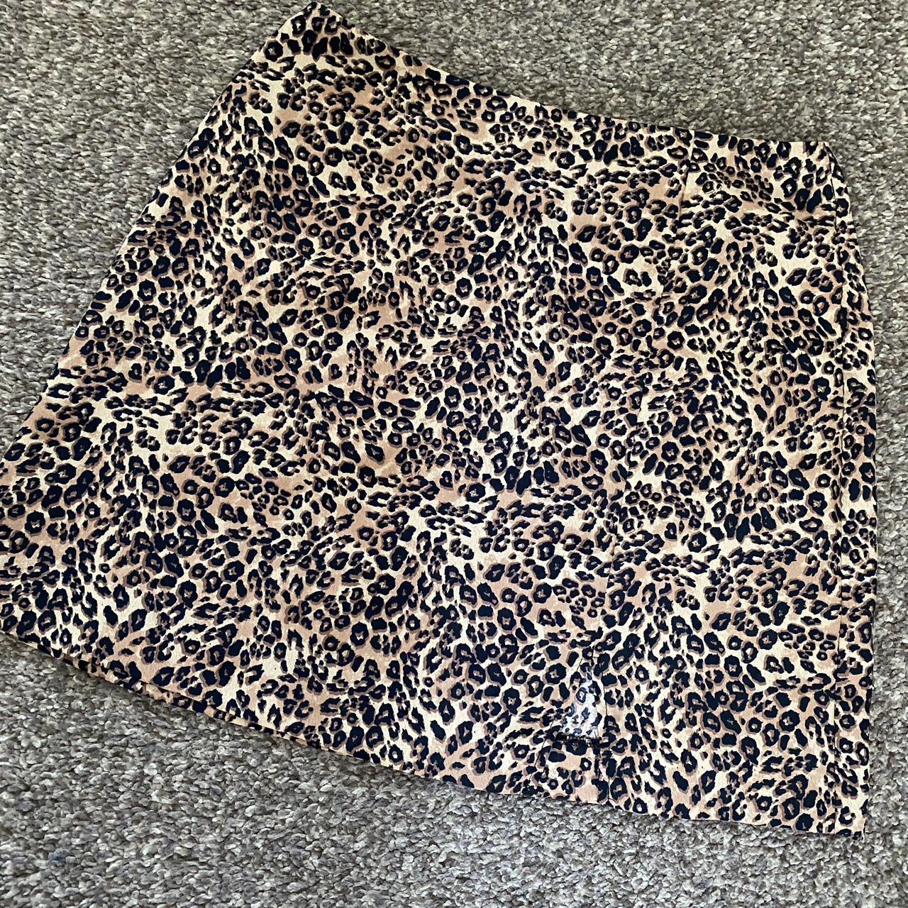 leopard print mini skirt from primark. worn once - Depop