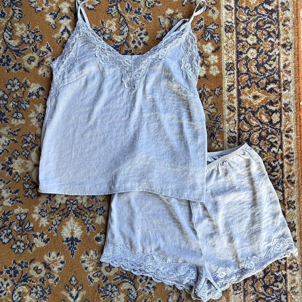 Grey Lace Pajama Set The softest material so comfy... - Depop