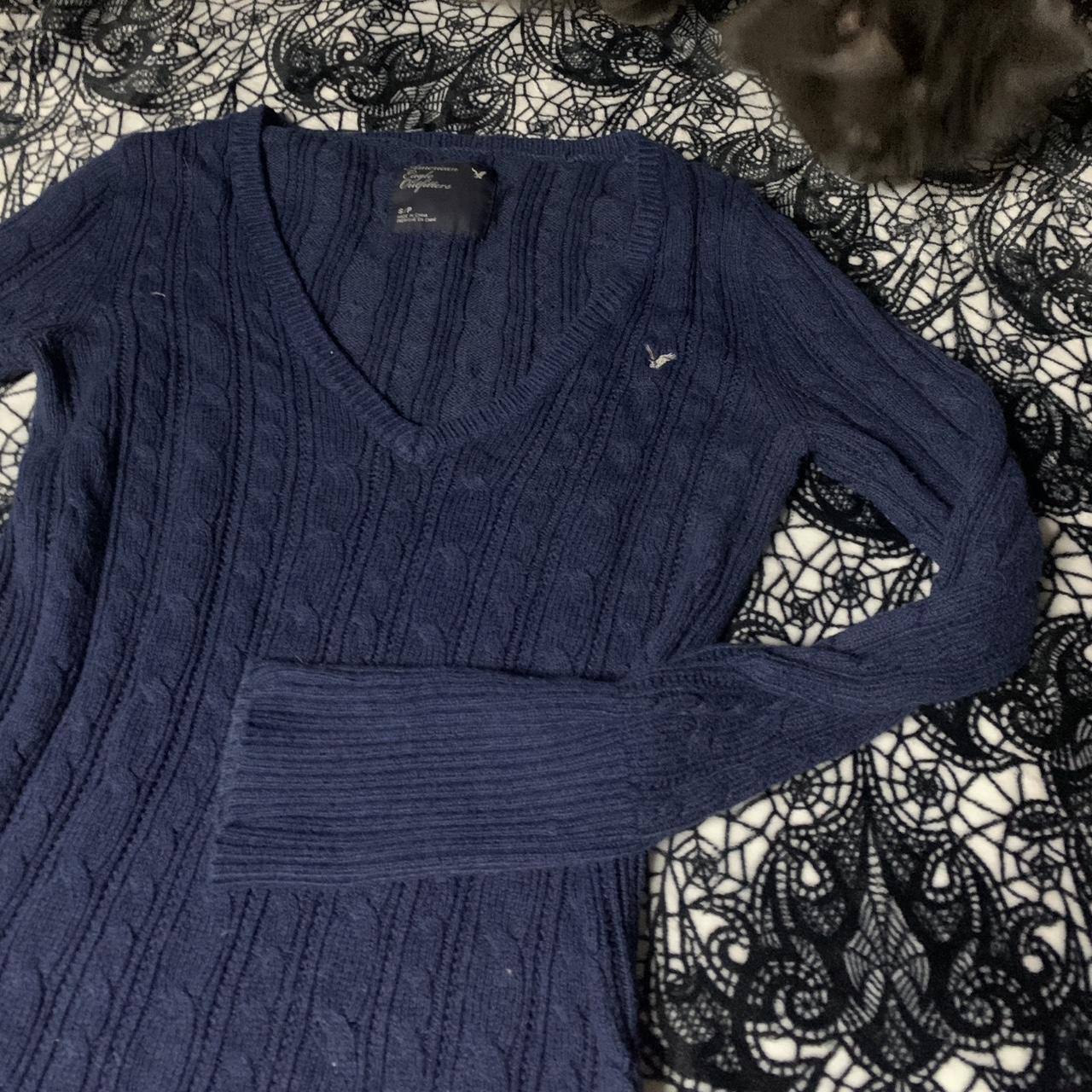 American eagle navy blue knitted longsleeve size S... - Depop