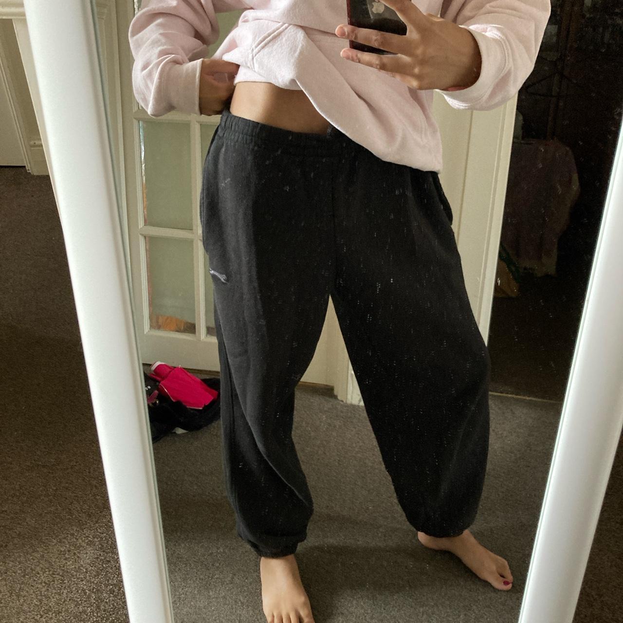 black slazenger baggy tracksuit bottoms well worn... - Depop