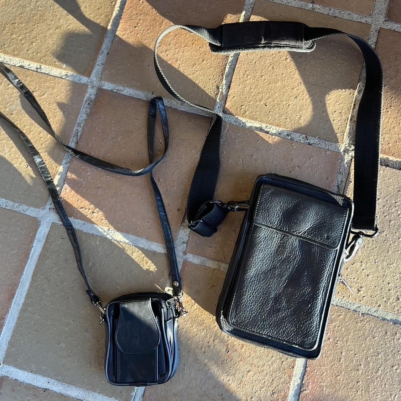 Y2K Black Leather Side Pouch Bundle! 2 Used But Sick... - Depop