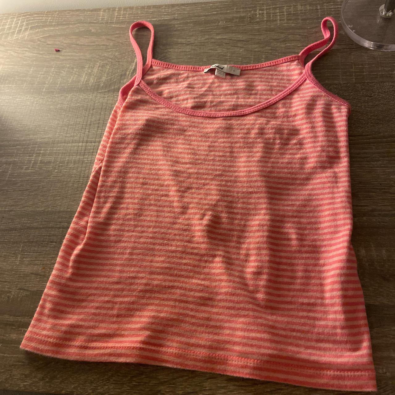 Pink striped tank top subdued - Depop