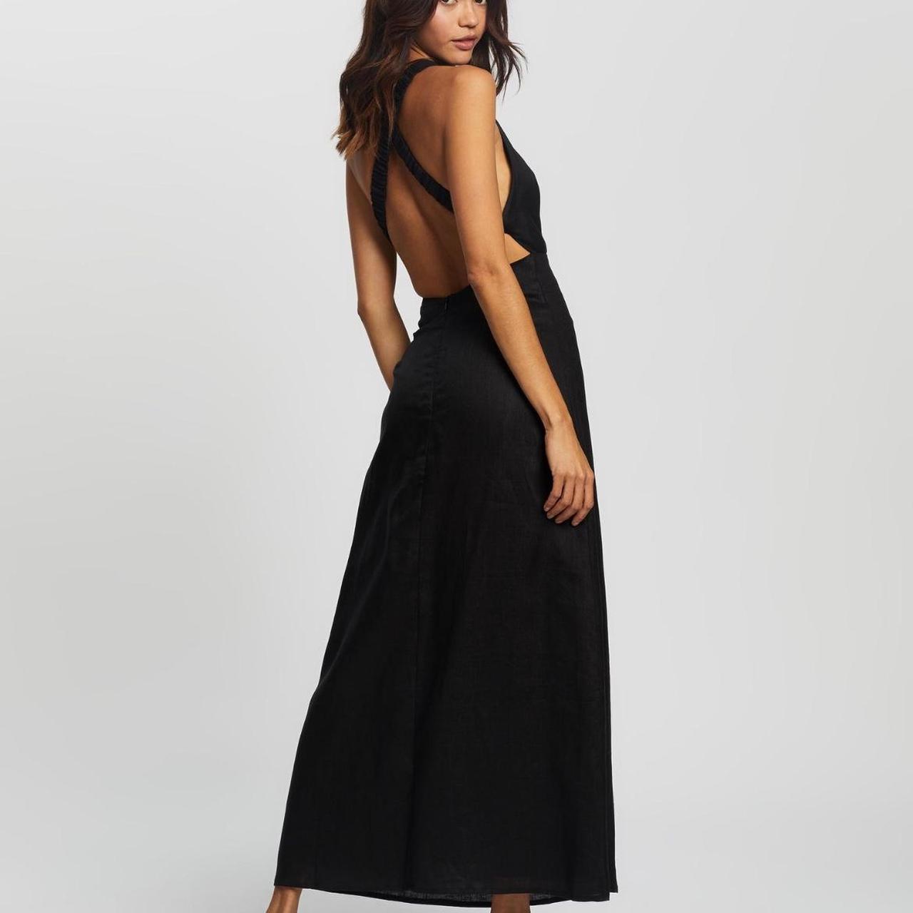AERE black cross back linen maxi dress Size... - Depop