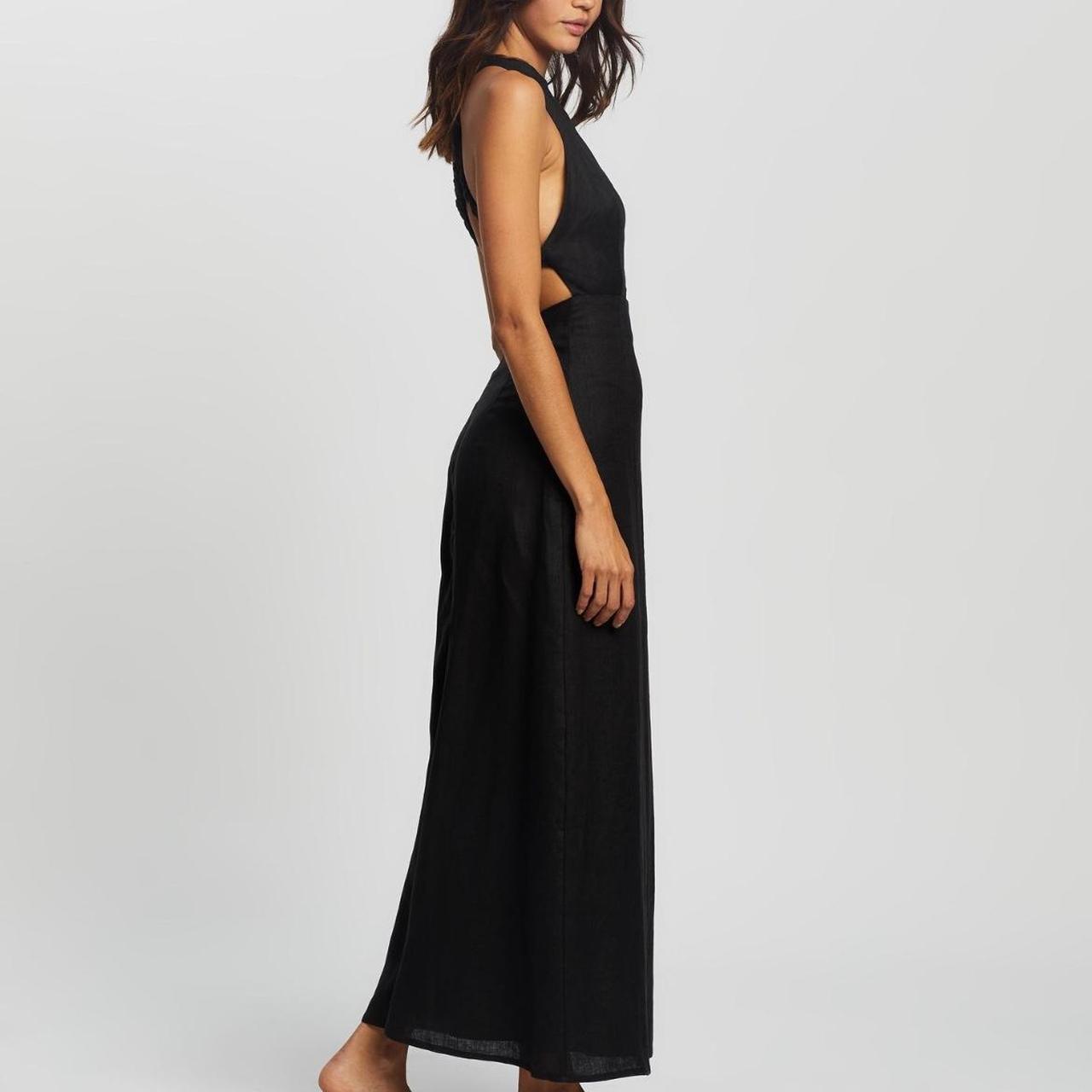 AERE black cross back linen maxi dress Size... - Depop