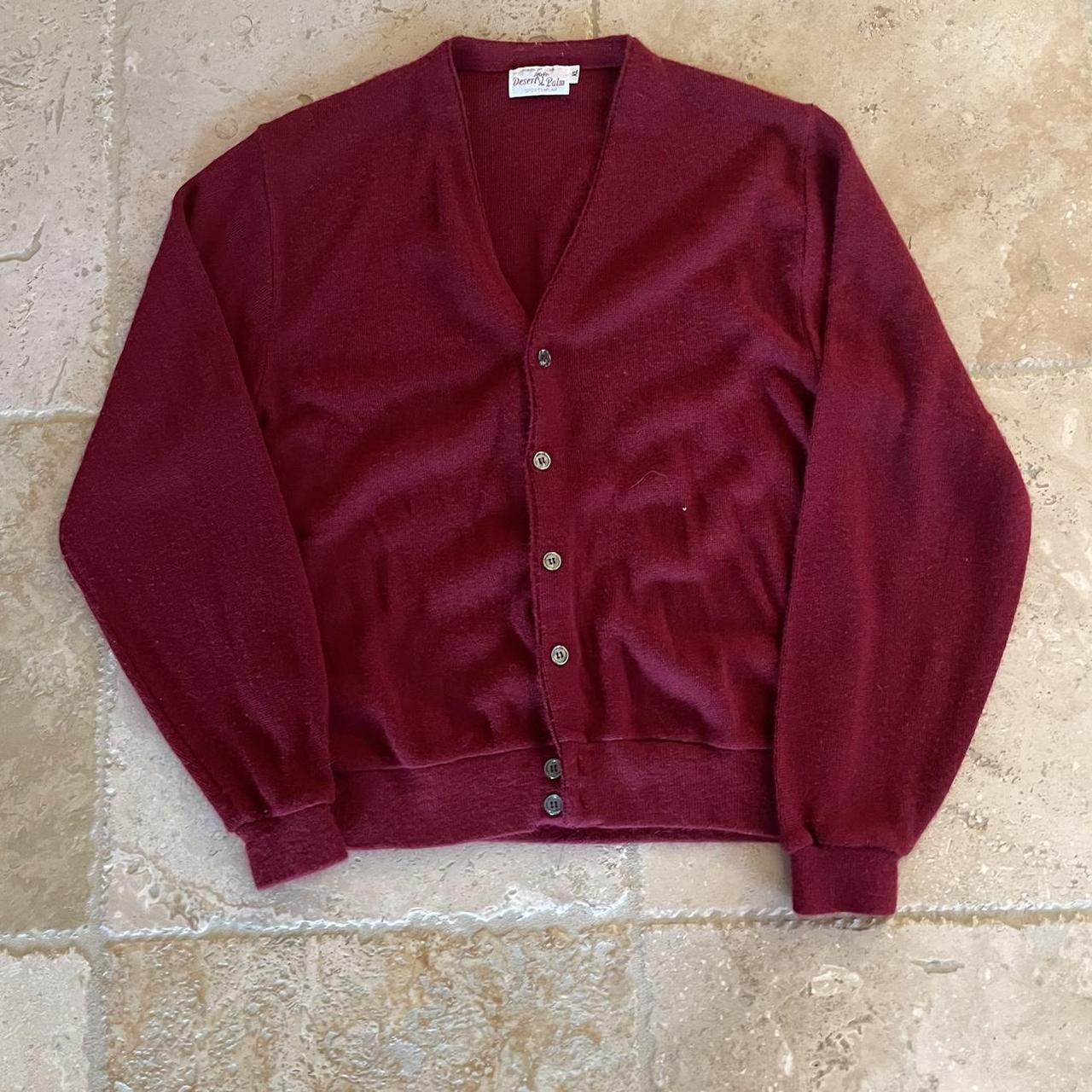 Red vintage cardigan Fits like a mens... - Depop
