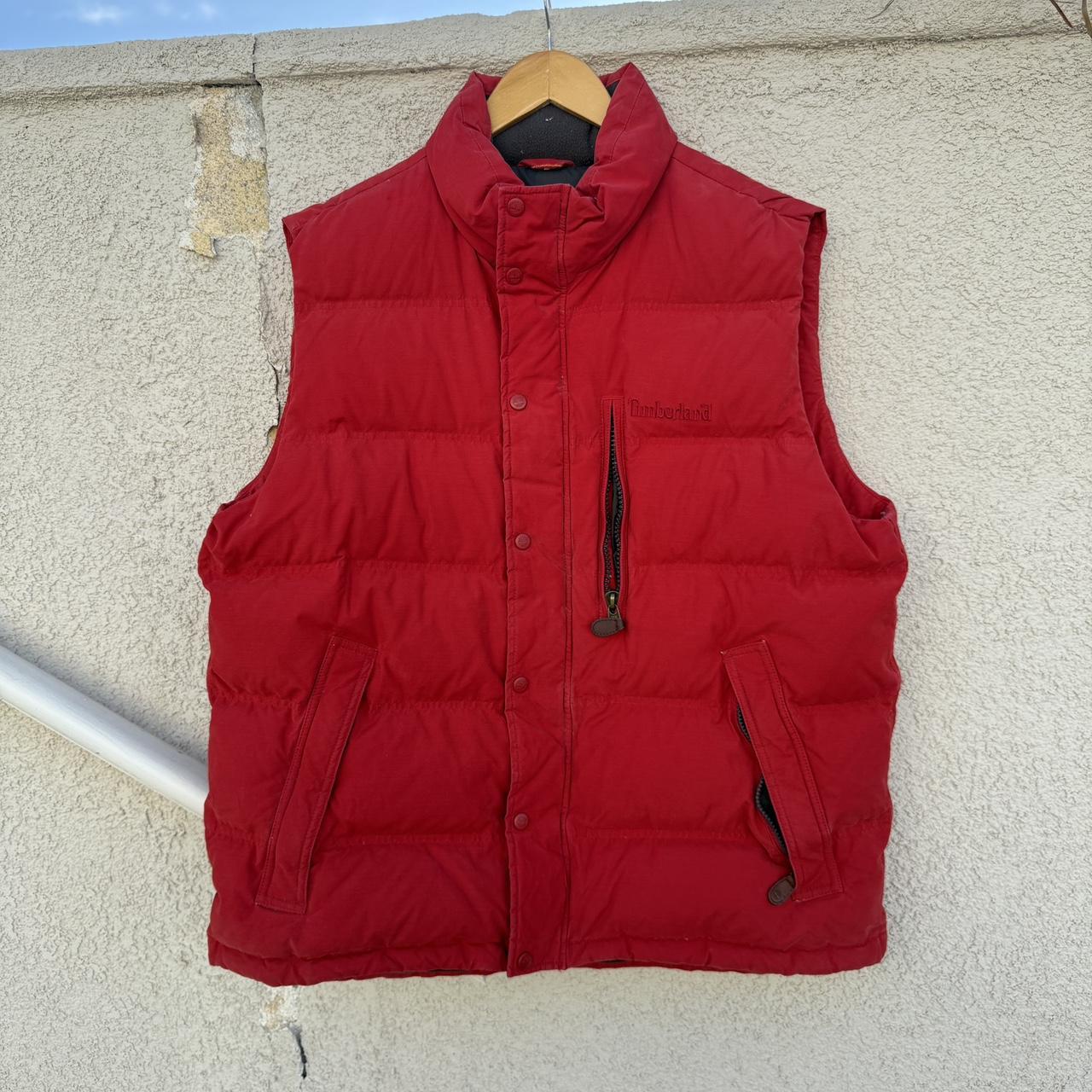 Timberland red puffer jacket Mens XL 8/10 condition... - Depop