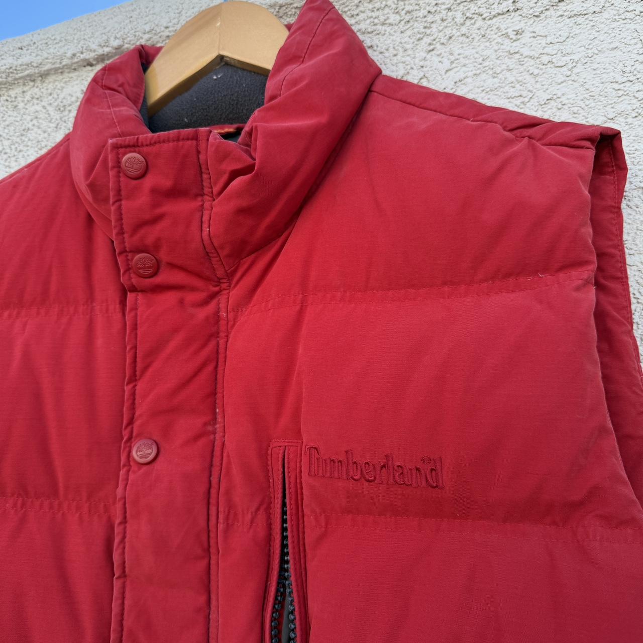 Timberland red puffer jacket Mens XL 8/10 condition... - Depop