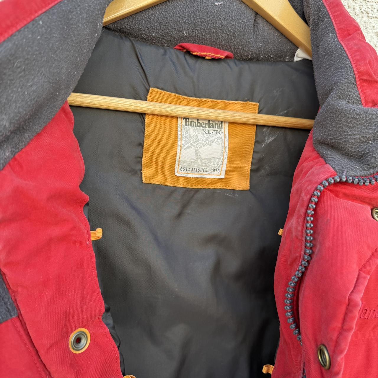 Timberland red puffer jacket Mens XL 8/10 condition... - Depop