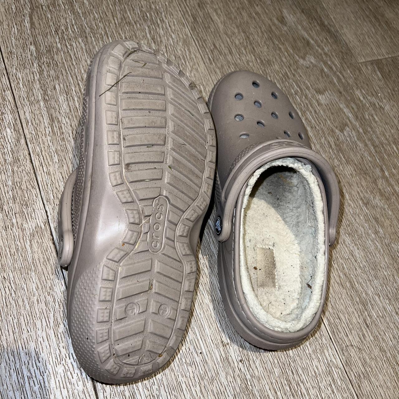 Taupe crocs size 3 - Depop
