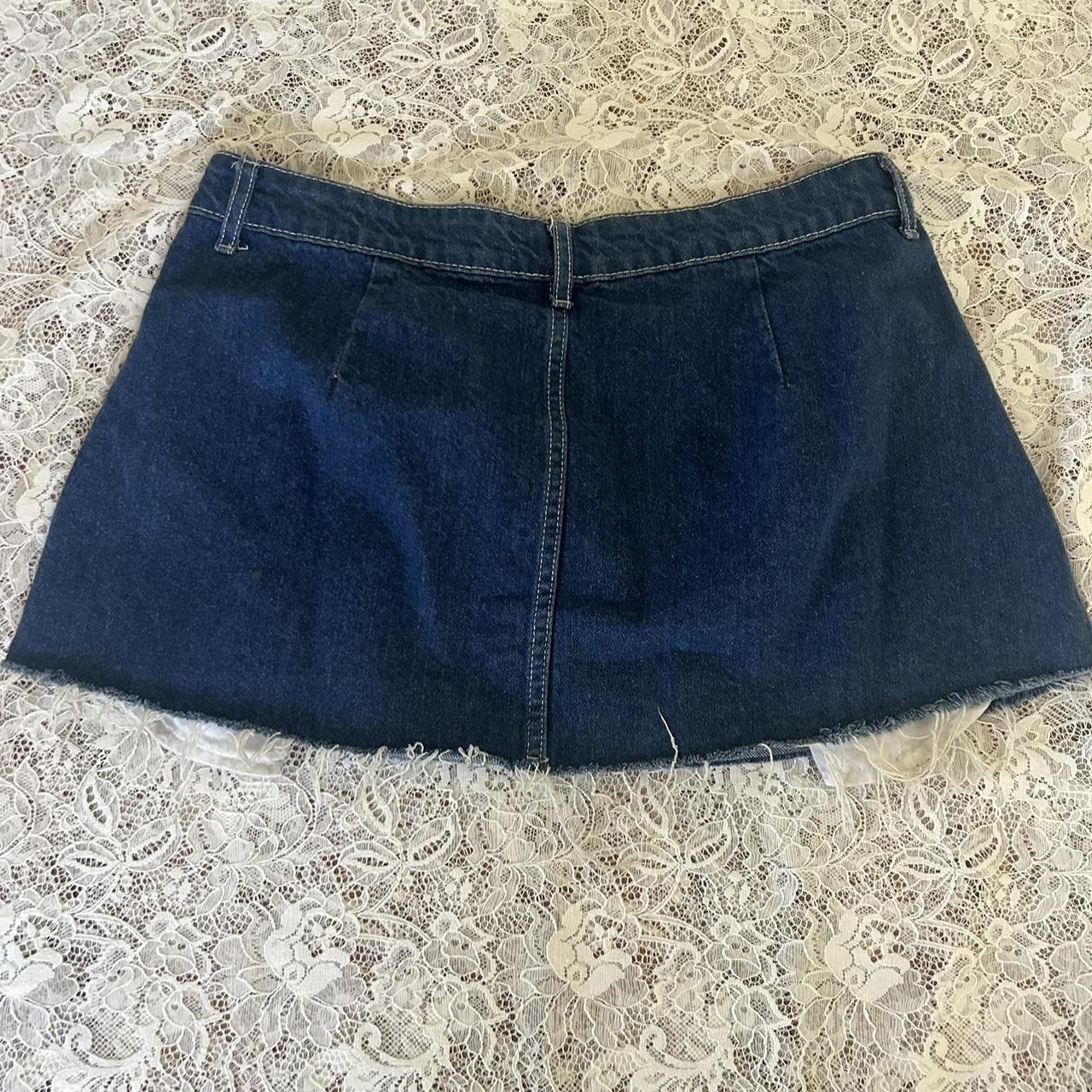 Supre low rise denim pleated & distressed mini skirt... - Depop