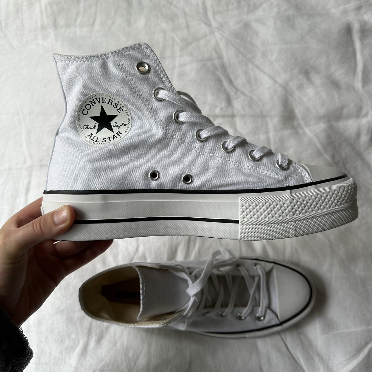 White converse all star platforms Size us 8 In... - Depop