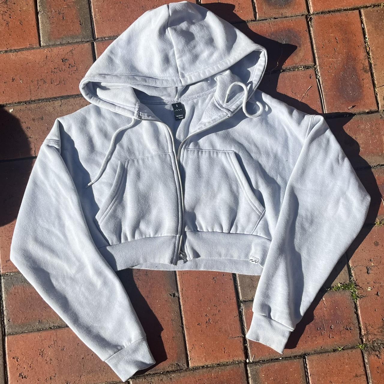 Cropped baby blue zip up hoodie - Depop