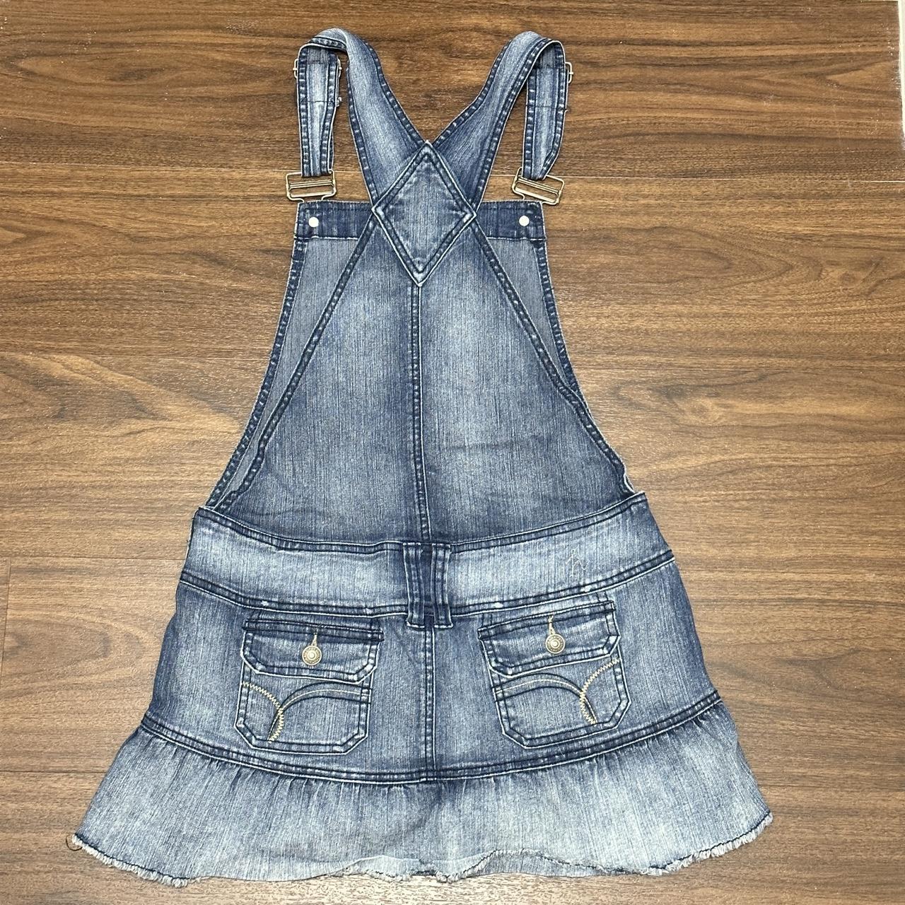 y2k denim overall skirt / dress -like... - Depop
