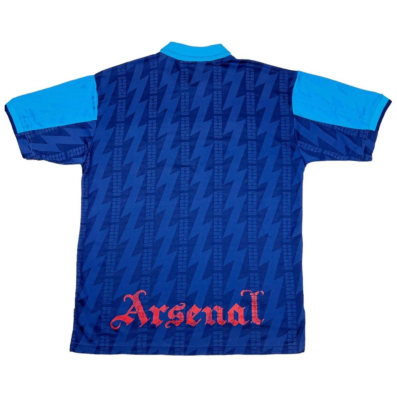 Arsenal FC 1994-95 Away Shirt in Navy and Blue (XL).... - Depop