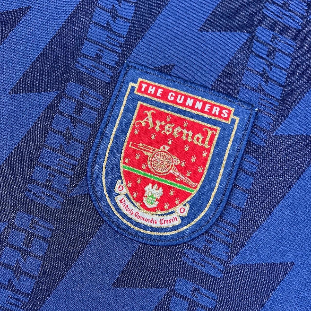 Arsenal FC 1994-95 Away Shirt in Navy and Blue (XL).... - Depop