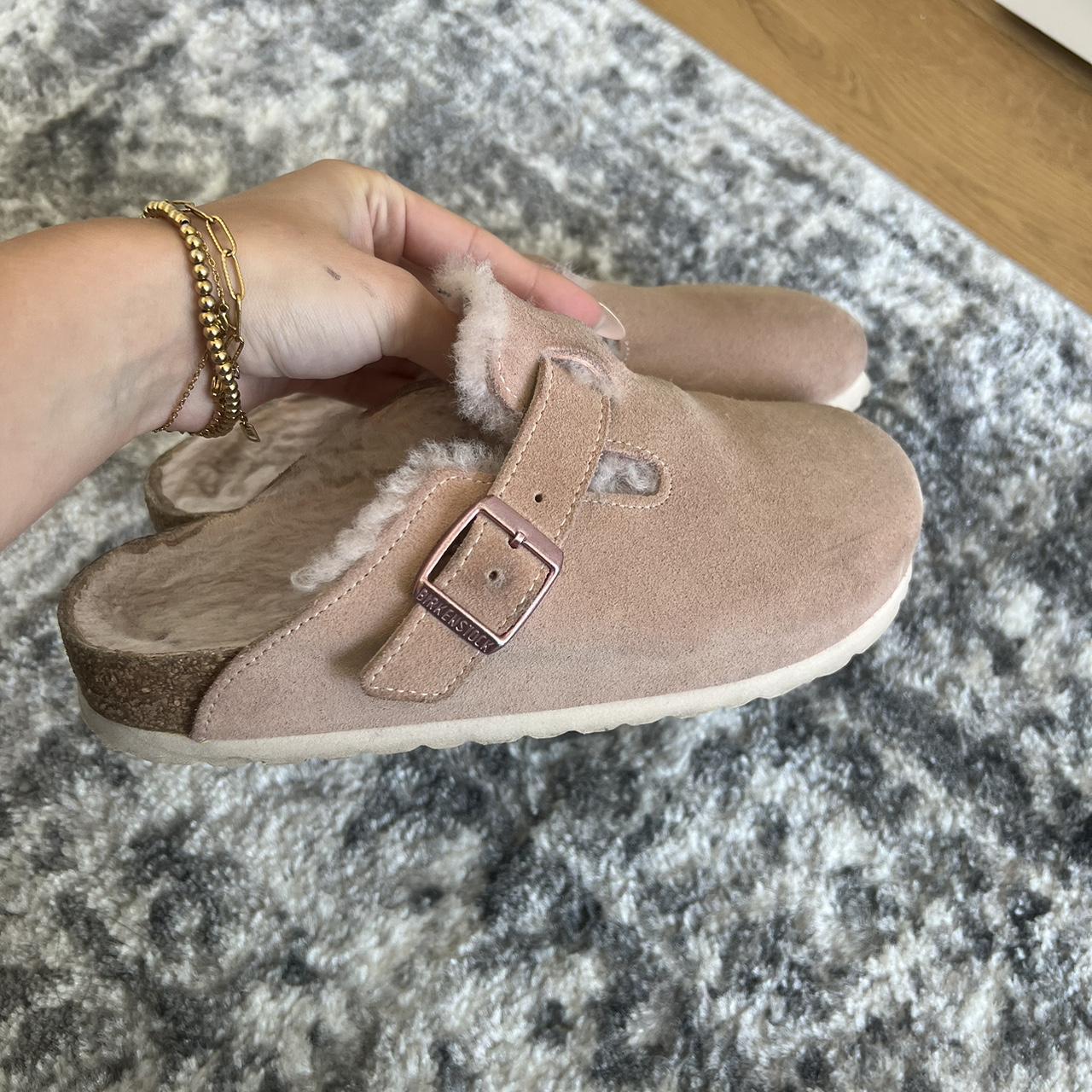 Pink Birkenstock Boston Shearling clog shoes! So... - Depop