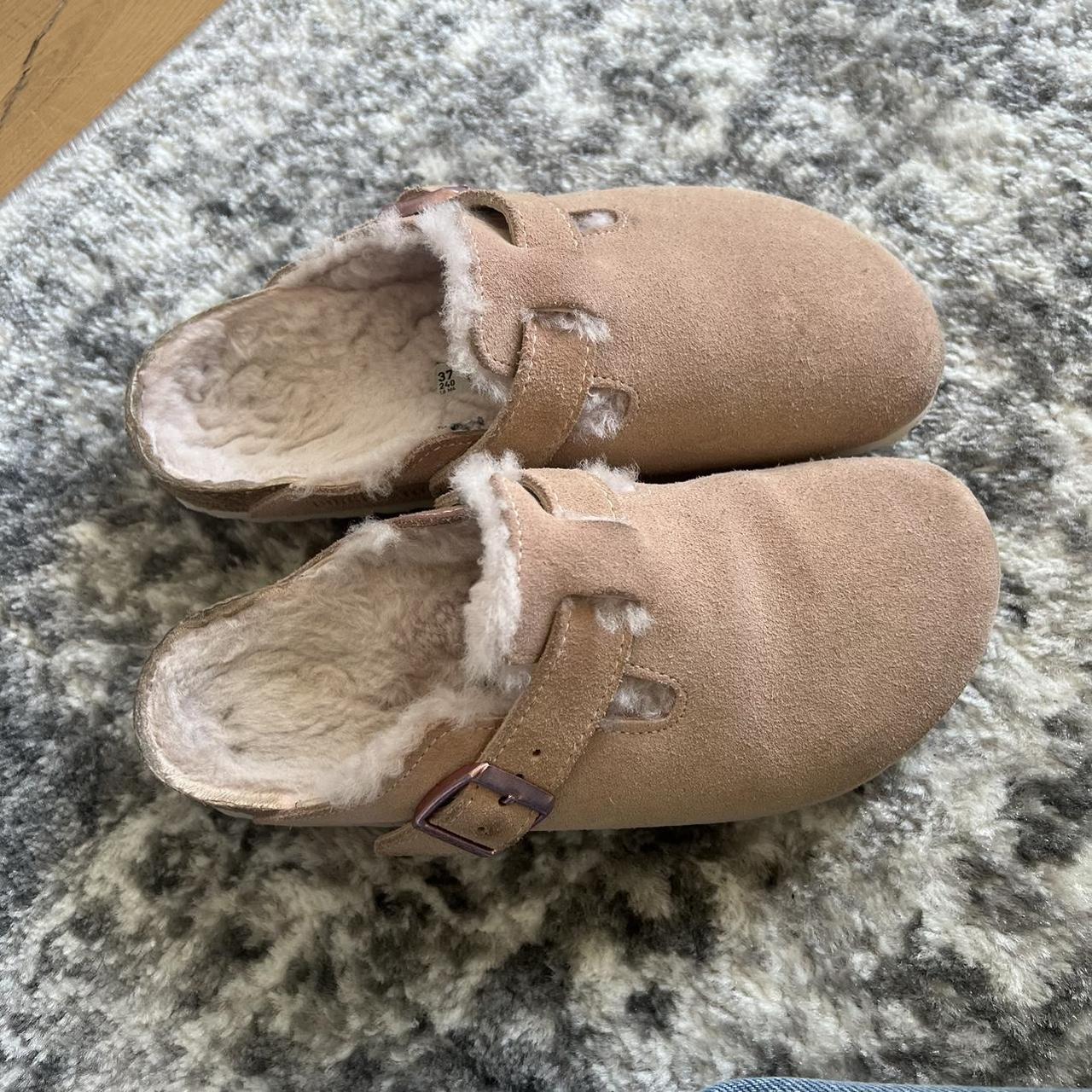 Pink Birkenstock Boston Shearling clog shoes! So... - Depop