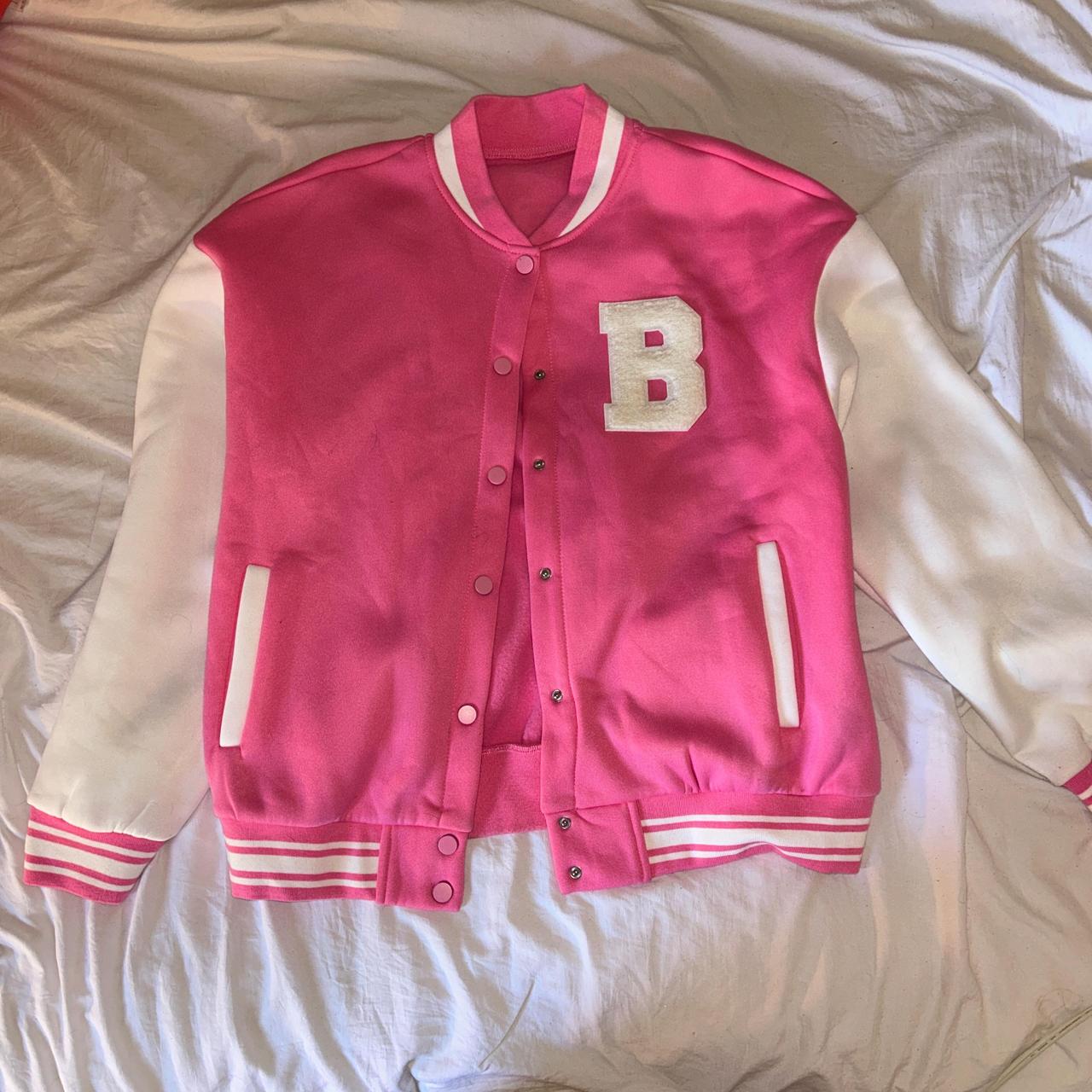 hot pink varsity jacket from shein only worn... - Depop
