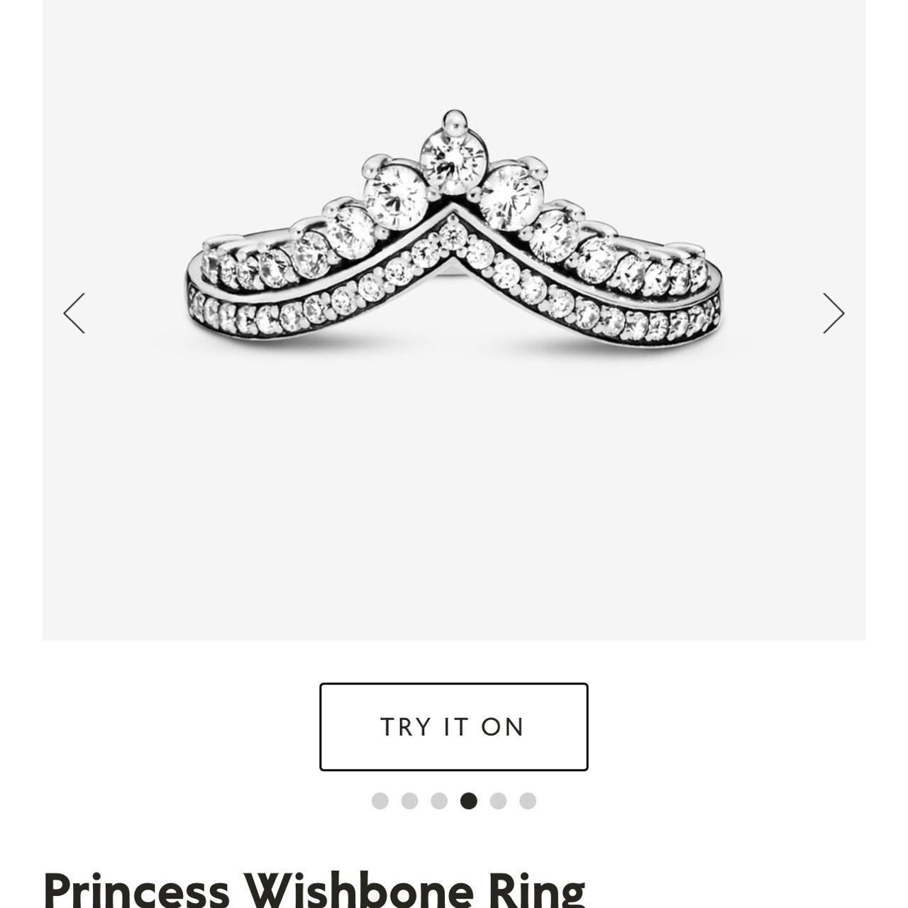 Pandora Princess Wishbone Ring Size 54 Worn a... - Depop