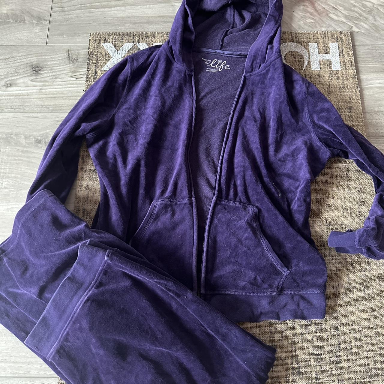 Purple velour tracksuit (no drawstring) - could fit... - Depop