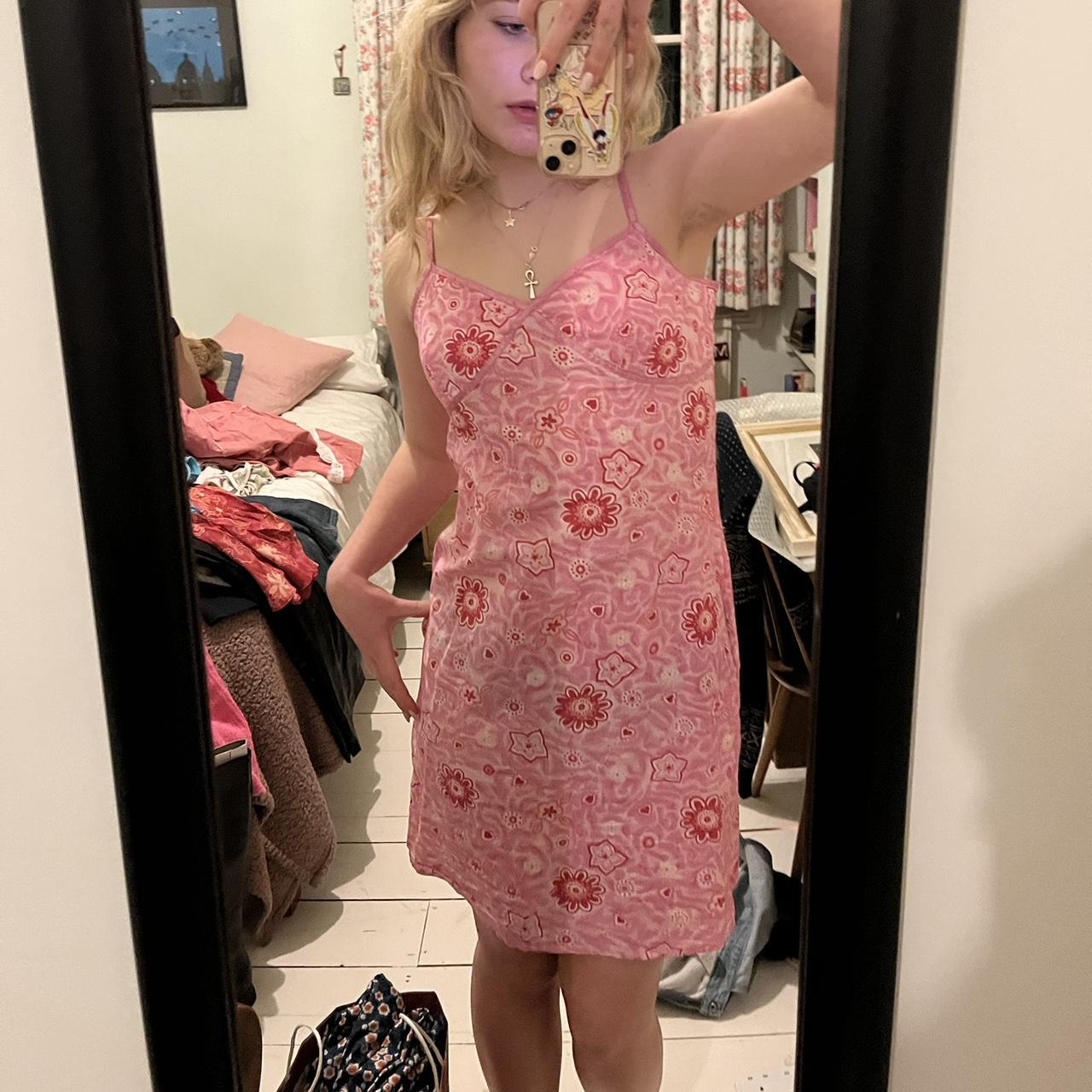 Pink y2k floral beachy strappy midi dress. Perfect... - Depop