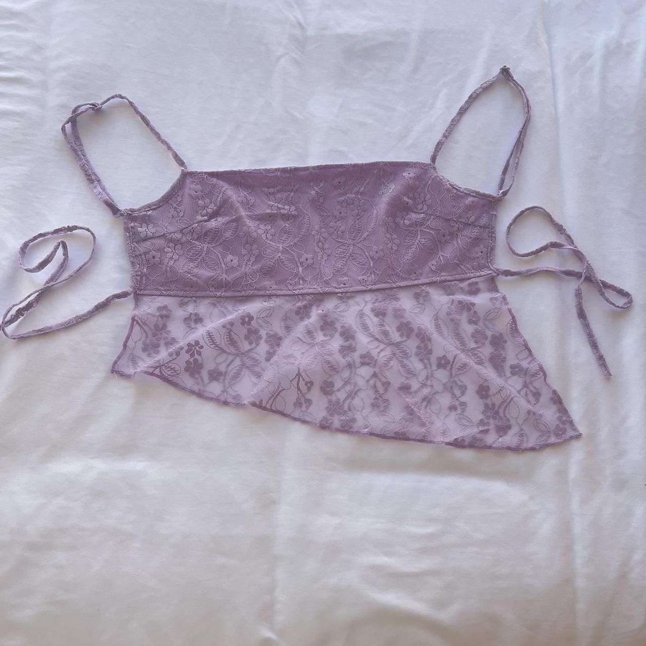 editked purple lace open back tie back top in... - Depop