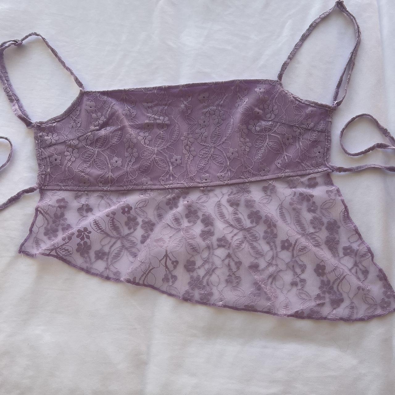 editked purple lace open back tie back top in... - Depop