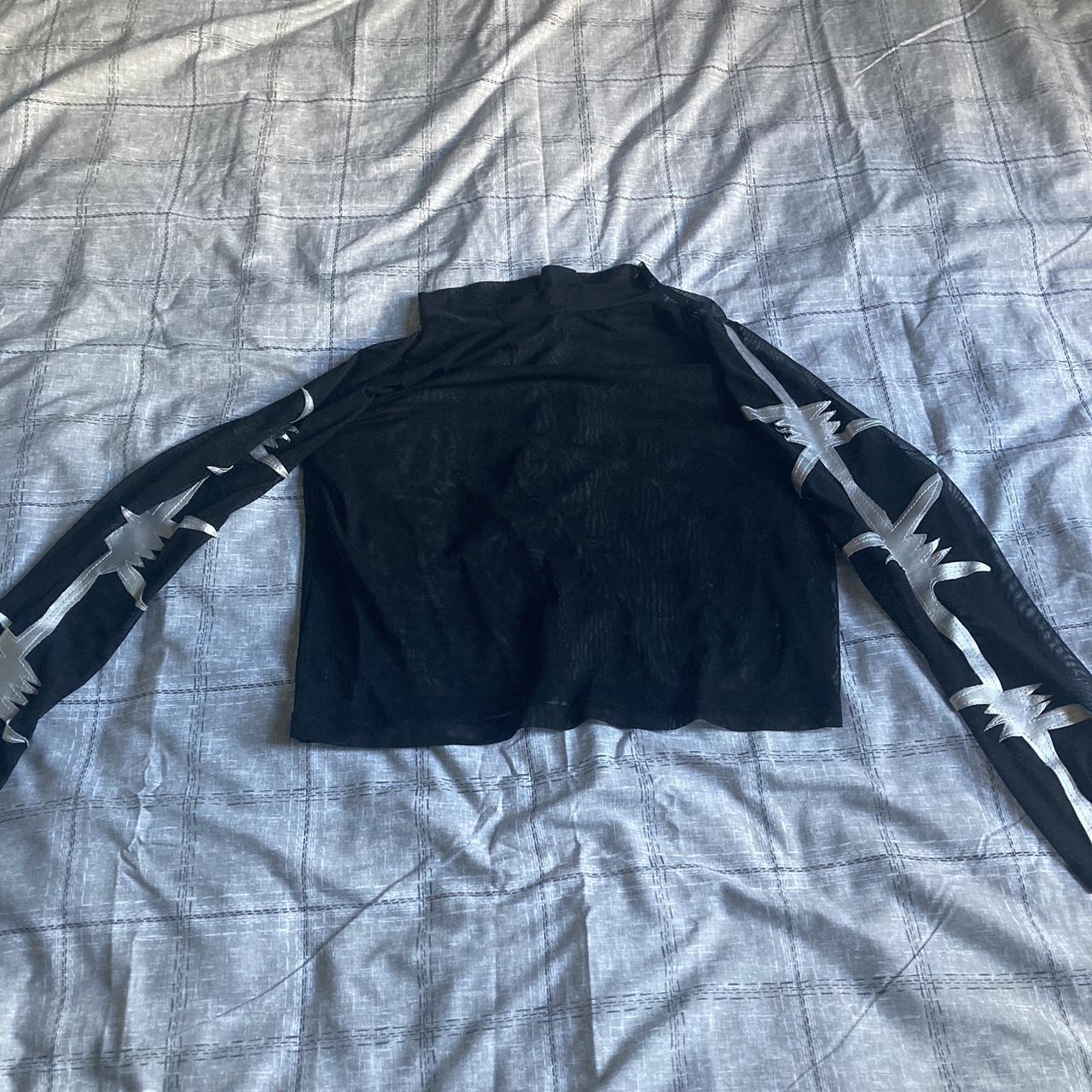 Gorgeous grungy goth emo sheer black mesh crop top... - Depop