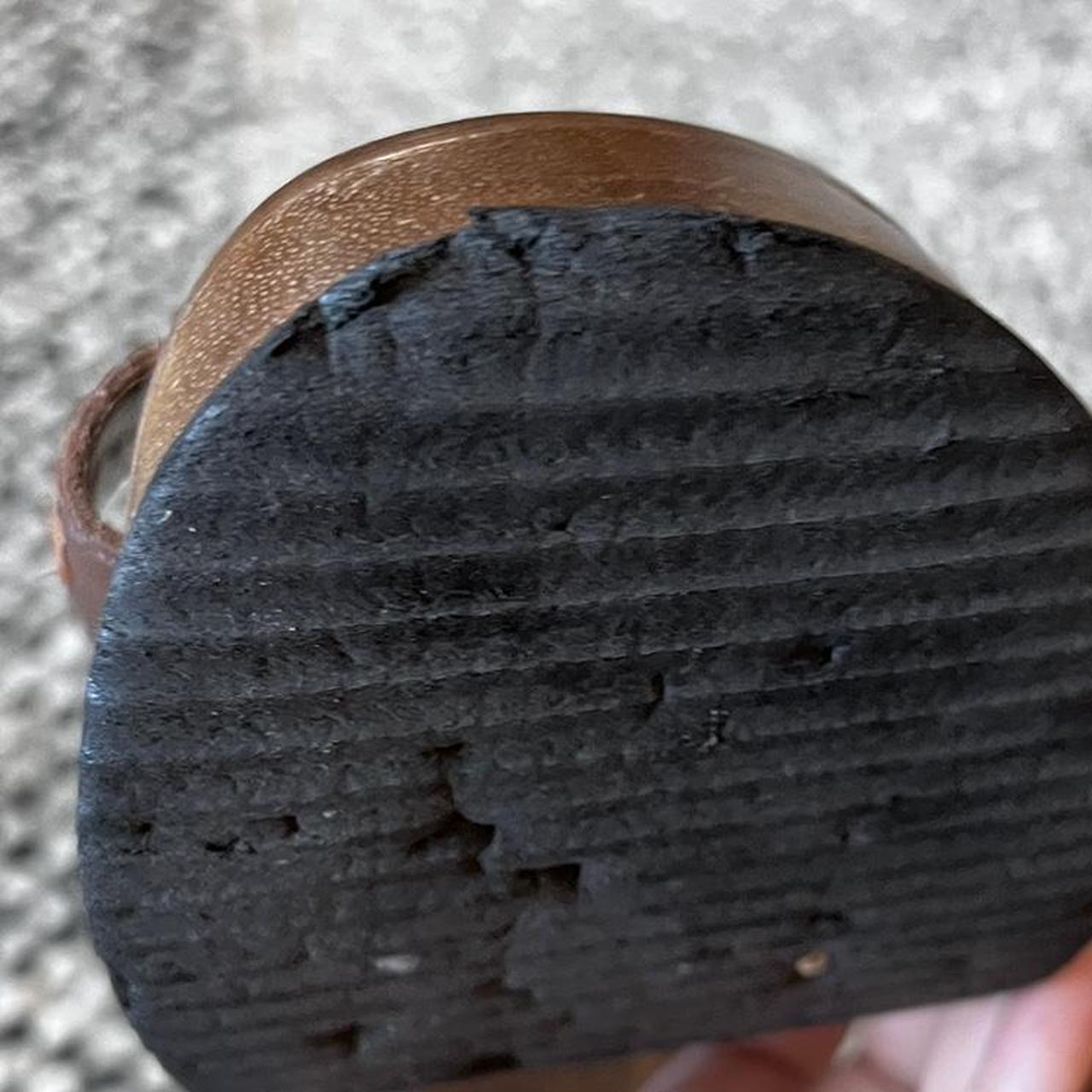 Vintage bongo platform wooden sandals with floral... - Depop