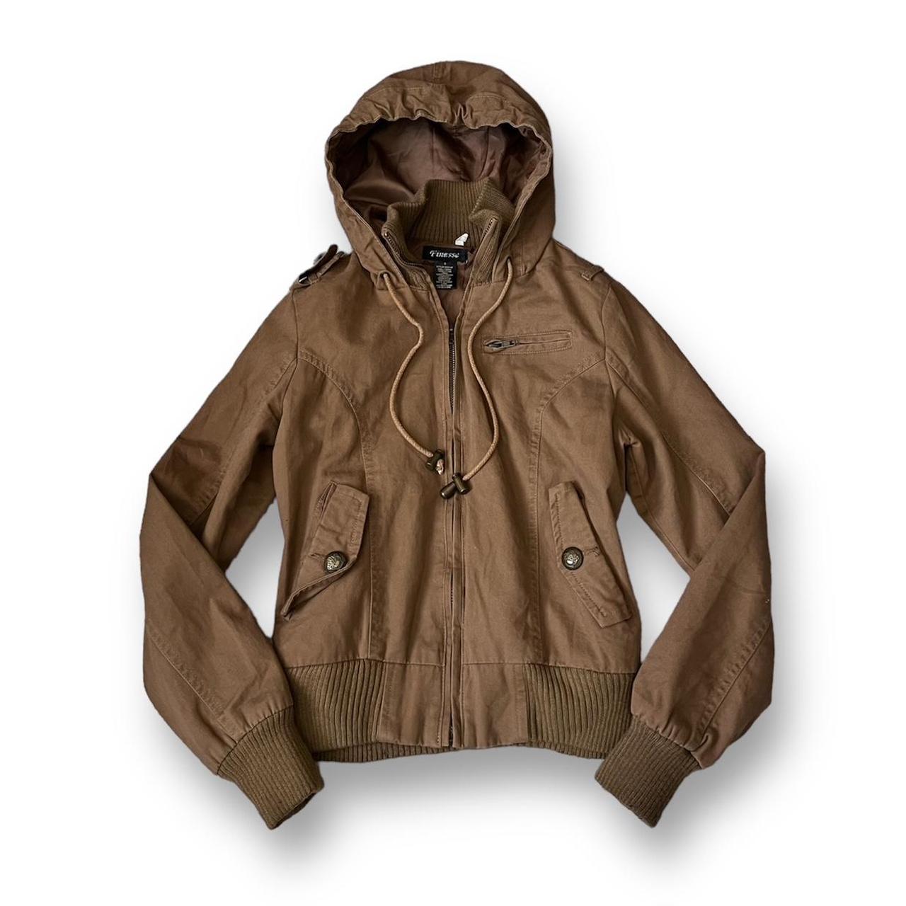 Y2k finesse tan cargo jacket hoodie Has cool... - Depop