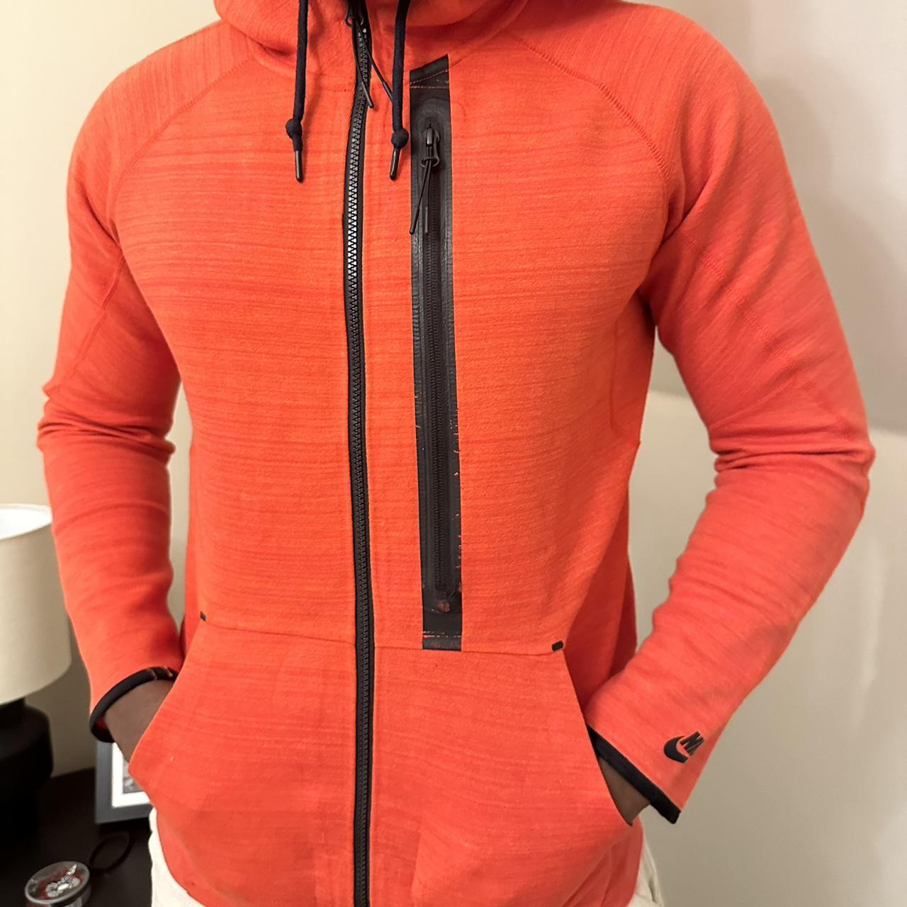Nike tech fleece jacket Orange Good condition - Depop
