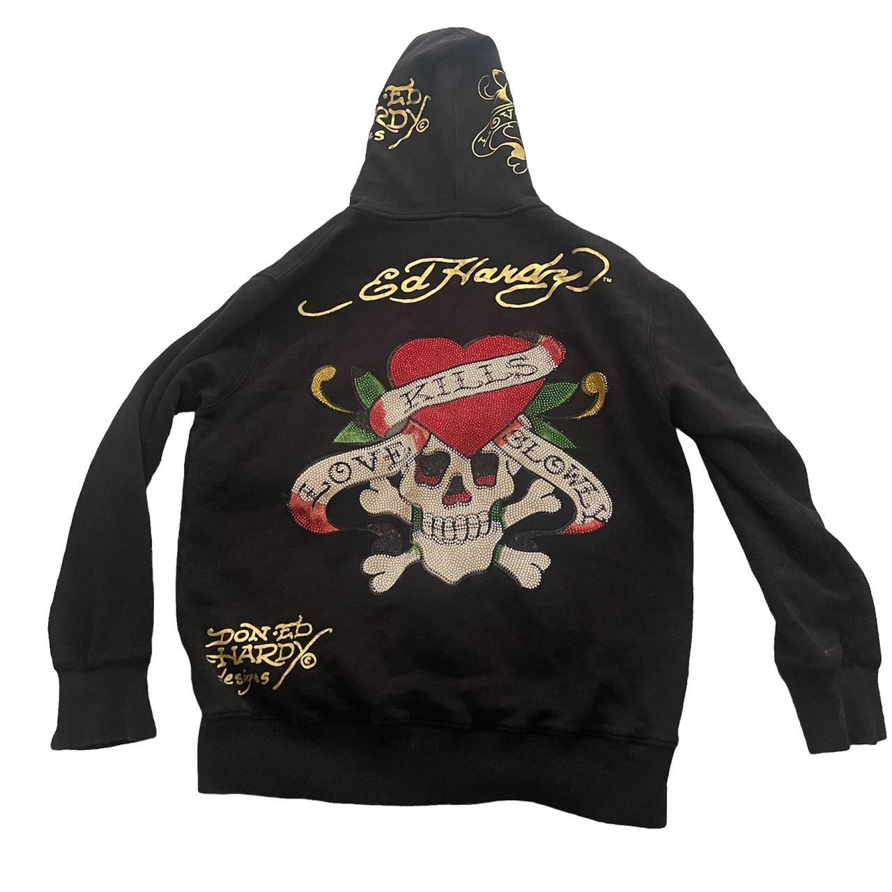 ON HOLD DO NOT BUY ed hardy rhinestone skull zip up... - Depop