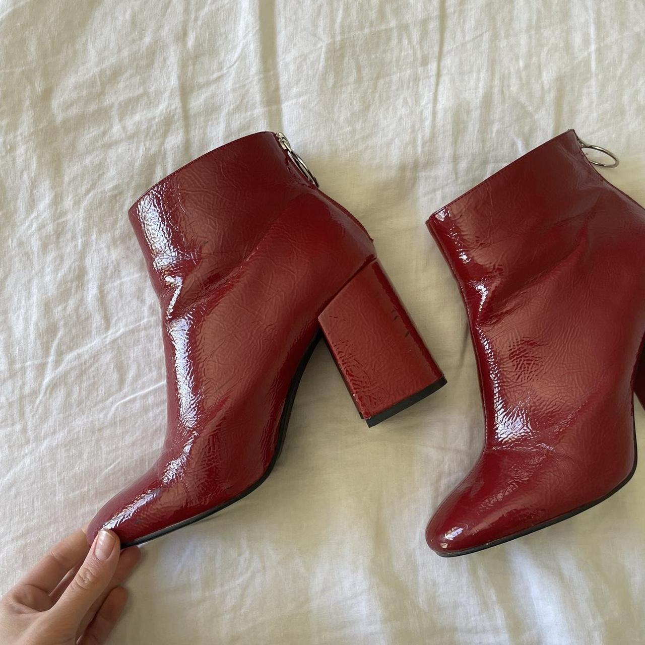 Red patent leather boots These have been well loved... - Depop