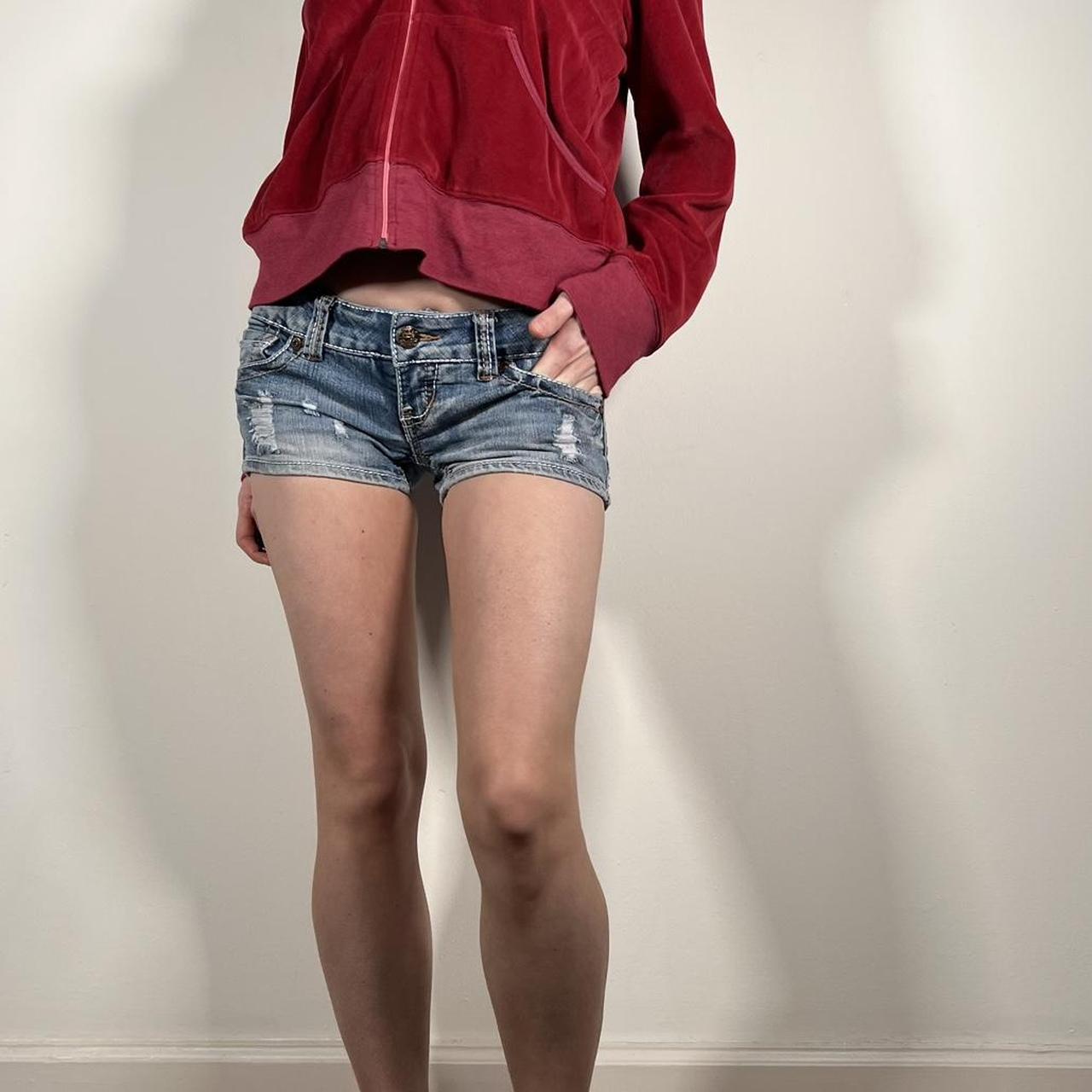 reign micro mini jean shorts low rise denim... - Depop