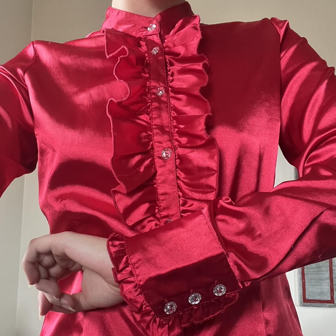 Tom Ford style red rodeo shirt. Vintage Diamanté... - Depop