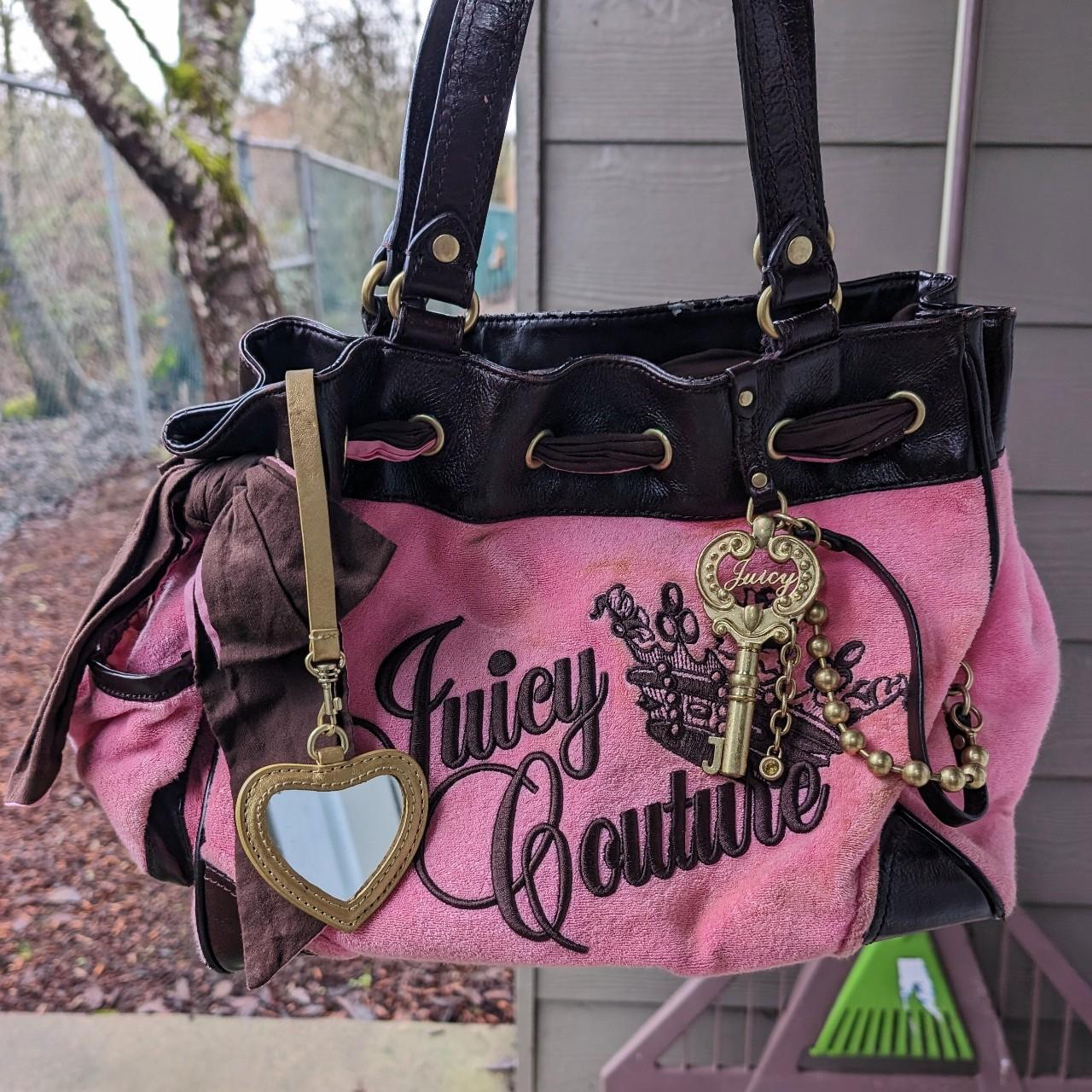 Vintage Y2K Juicy Couture Pink Velour Bag Sweet Pea... - Depop