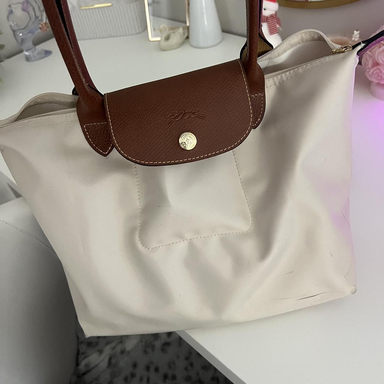 Cream / white shoulder tote bag 🤍 💌 Long champ 🤍... - Depop