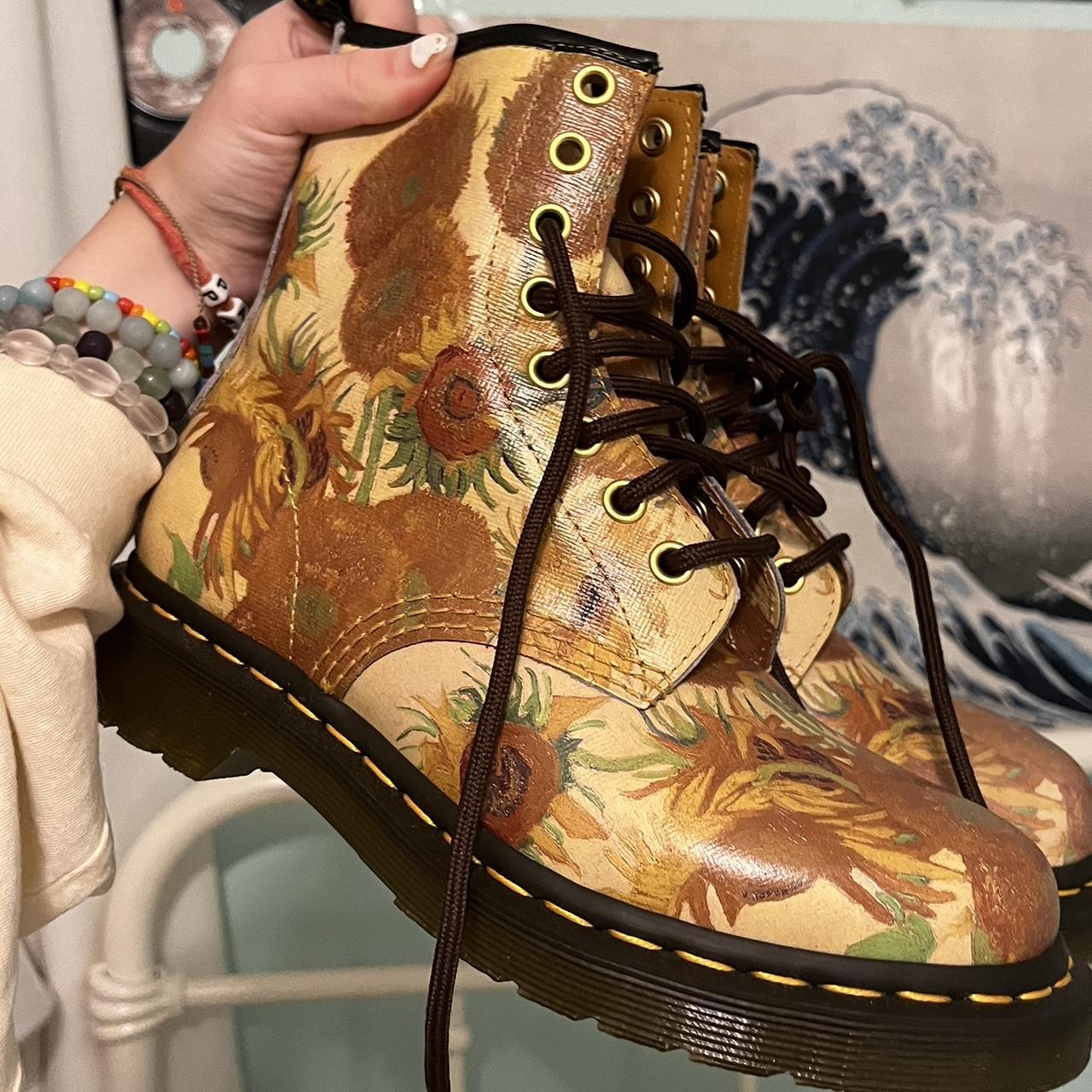 van gogh sunflower 1490 doc marten boots🌻 my pride... - Depop