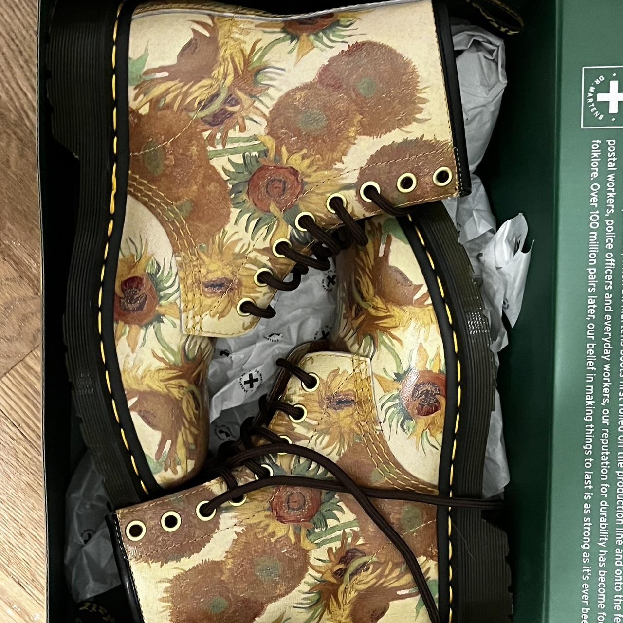 van gogh sunflower 1490 doc marten boots🌻 my pride... - Depop