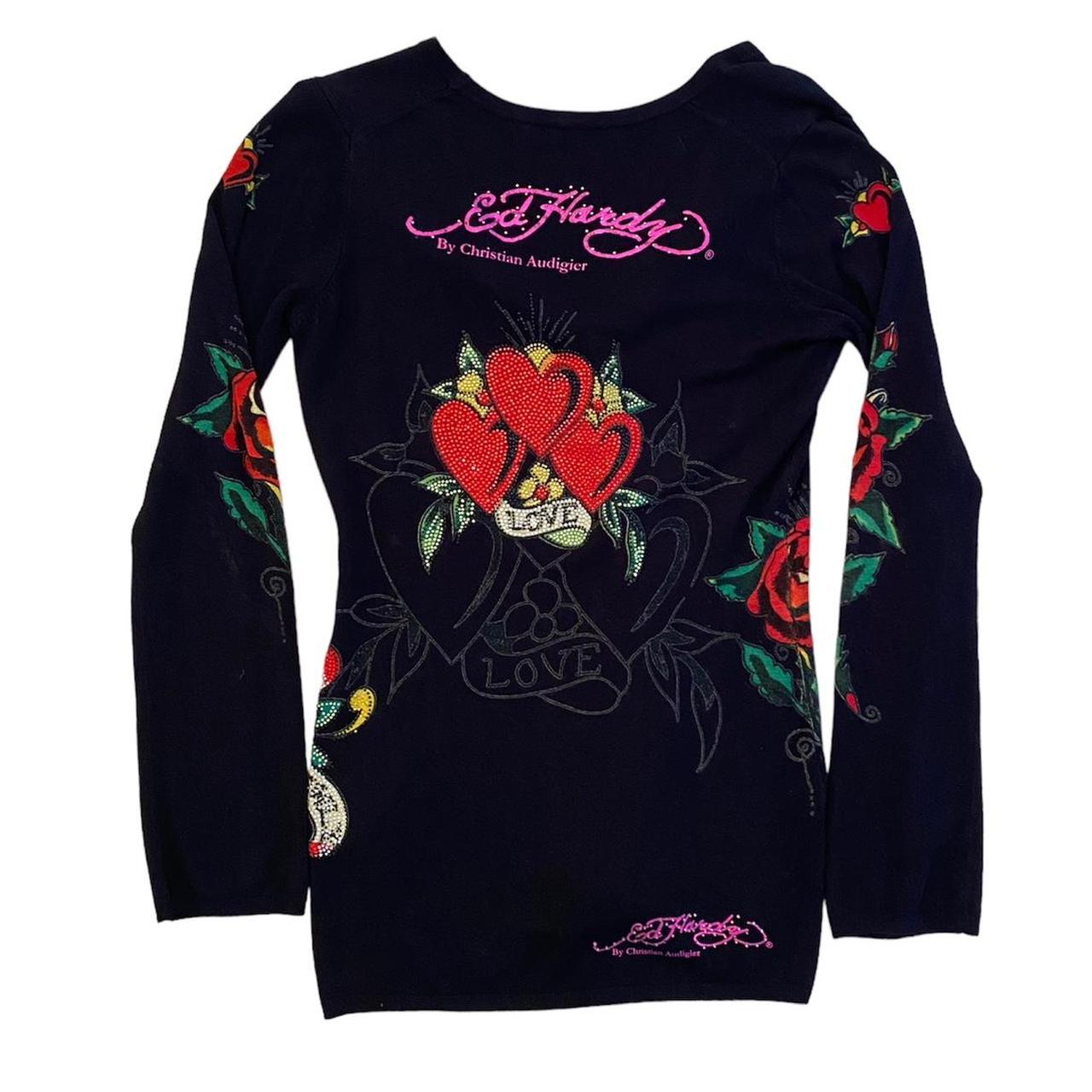 Vintage Ed Hardy Top Love Kills Slowly. Bedazzled... - Depop