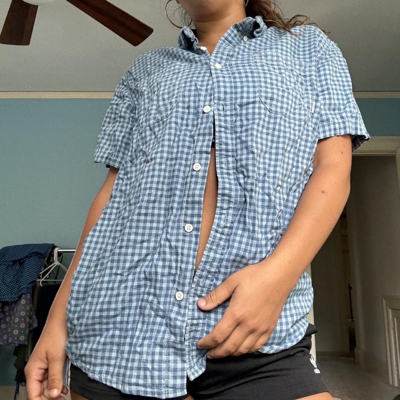 Quicksilver gingham blue button up Modern fit... | Depop