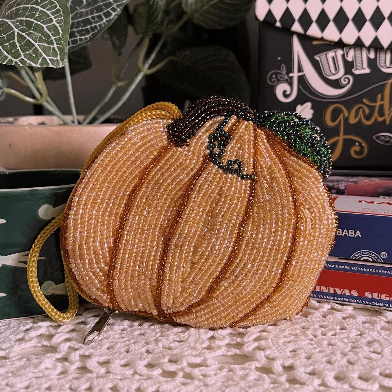 Cutest little Lady Jade pumpkin beaded coin purse!... - Depop